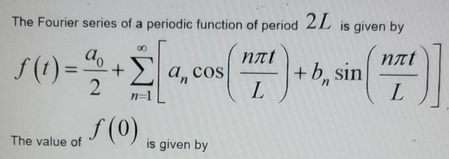 Solved The Fourier series of a periodic function of period | Chegg.com