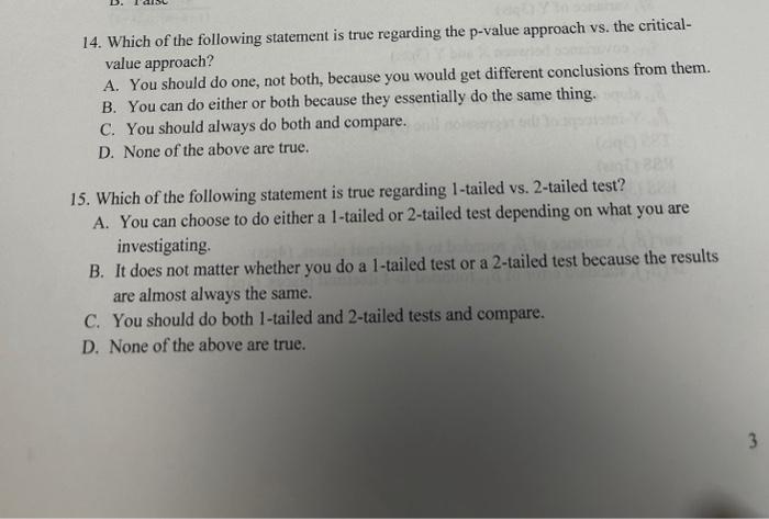 Solved 14. Which of the following statement is true | Chegg.com