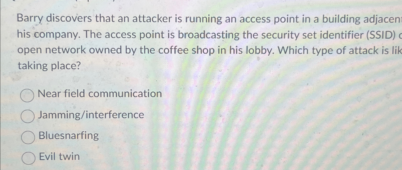 Solved Barry discovers that an attacker is running an access | Chegg.com