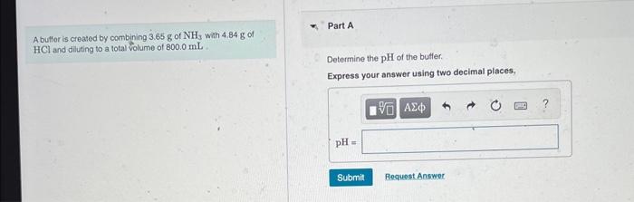 Solved A butfer is created by combining 3.65 g of NH3 with | Chegg.com