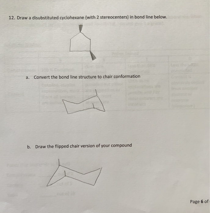 Solved 12. Draw a disubstituted cyclohexane (with 2 | Chegg.com