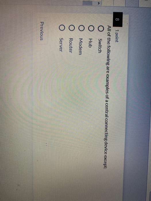 Solved 1 point All of the following are examples of a | Chegg.com