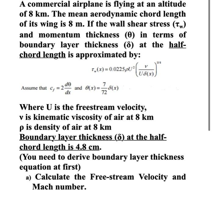 Solved A commercial airplane is flying at an altitude of 8 | Chegg.com