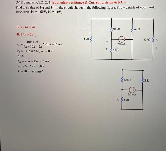 Solved QD) [10 marks, CLO: 3] KCL a) Using KCL, find the | Chegg.com