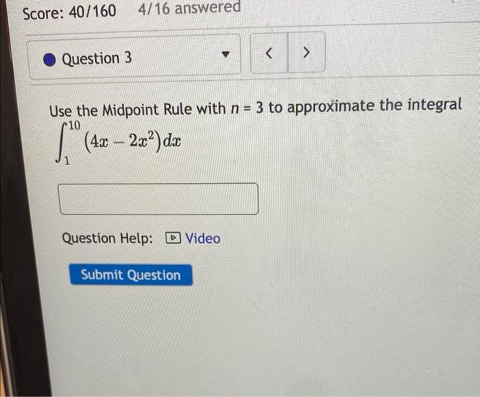 Solved Use the Midpoint Rule with n=3 to approximate the | Chegg.com