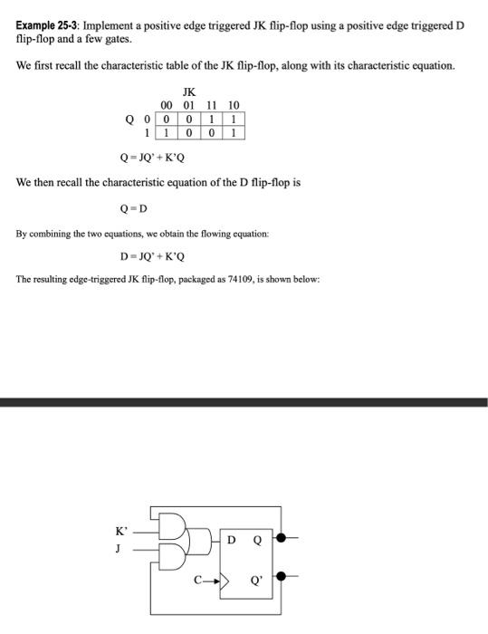 Solved Example 25-3: Implement a positive edge triggered JK | Chegg.com