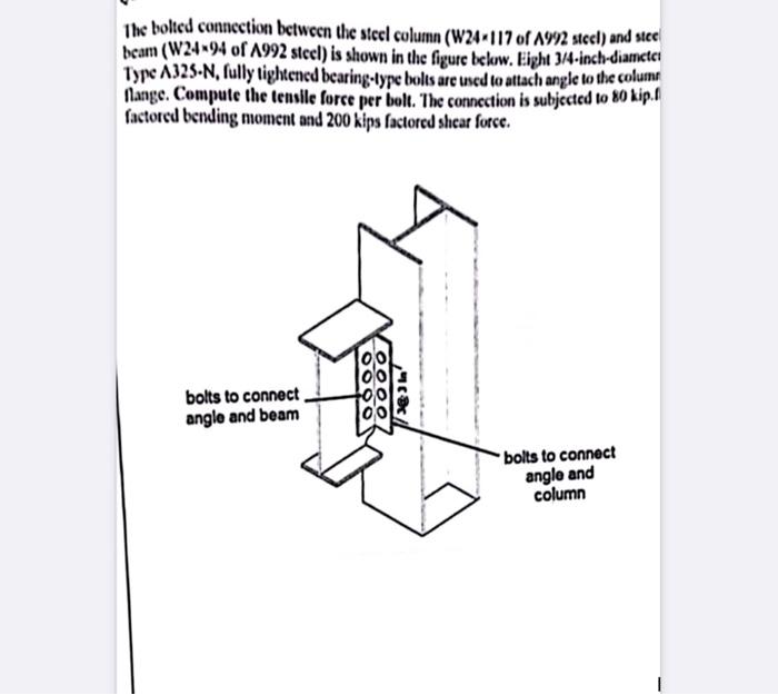 Solved The bolted connection between the steel column | Chegg.com