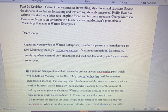 Solved Editing Adobe Acrobat Styles Part 3: Revision - | Chegg.com