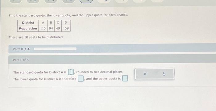 Solved Find the standard quota, the lower quota, and the | Chegg.com