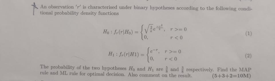 Solved An observation ' r ' ﻿is characterised under binary | Chegg.com