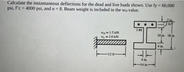Solved Calculate the instantaneous deflections for the dead | Chegg.com