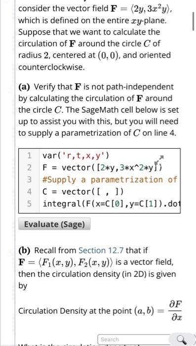 Solved consider the vector field F= 2y,3x2y , which is | Chegg.com
