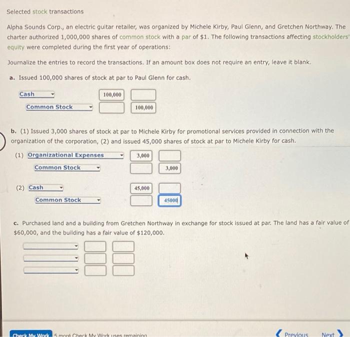 Solved Selected Stock Transactions Alpha Sounds Corp An Chegg