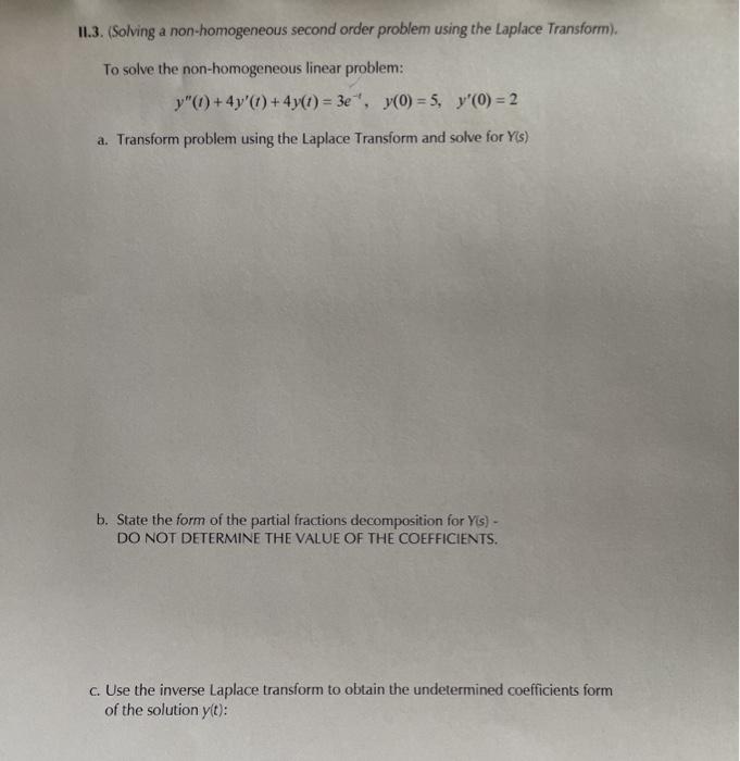 Solved II.3. (Solving a non-homogeneous second order problem | Chegg.com