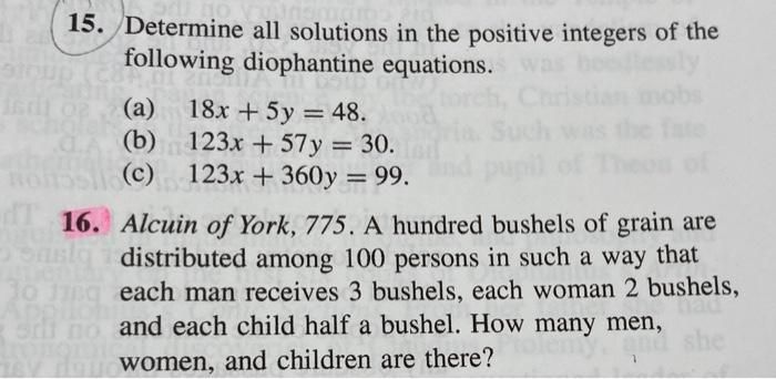 Solved 15 Determine All Solutions In The Positive Integers