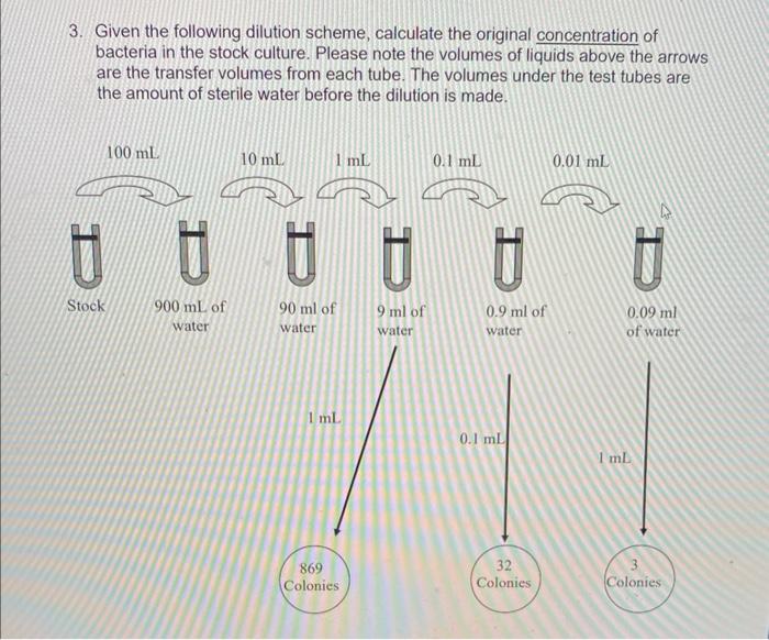 Solved 1. Given the following dilution scheme, calculate the | Chegg.com