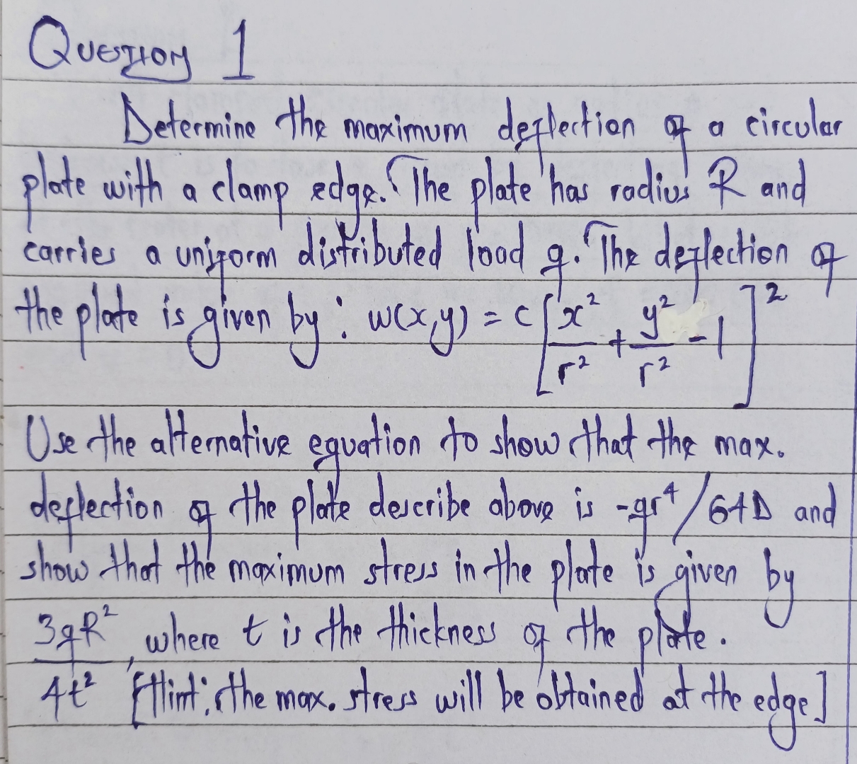 Solved Question 1Determine the maximum deflection of a | Chegg.com