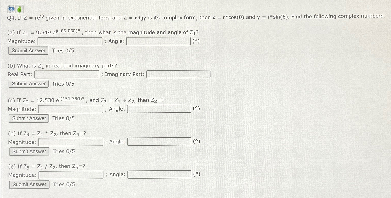 Solved Q4. ﻿If Z=rejθ ﻿given in exponential form and Z=x+jy | Chegg.com