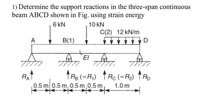Solved 1) Determine the support reactions in the three-span | Chegg.com