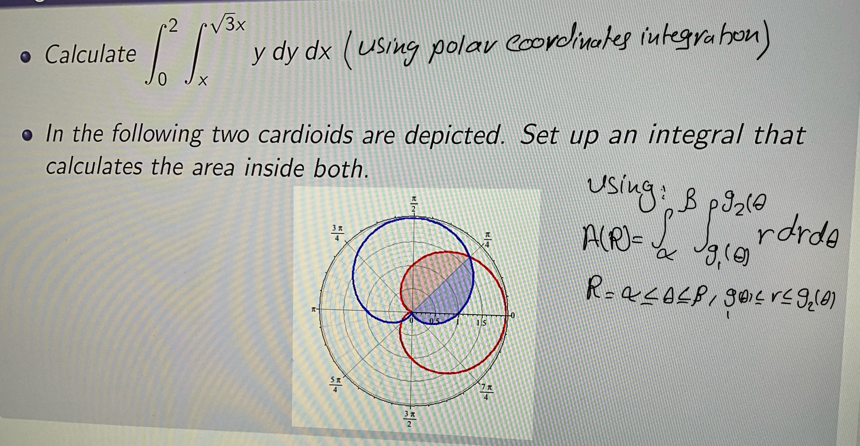 Calculate ∫02∫x32xydydx (using polar coordinates | Chegg.com