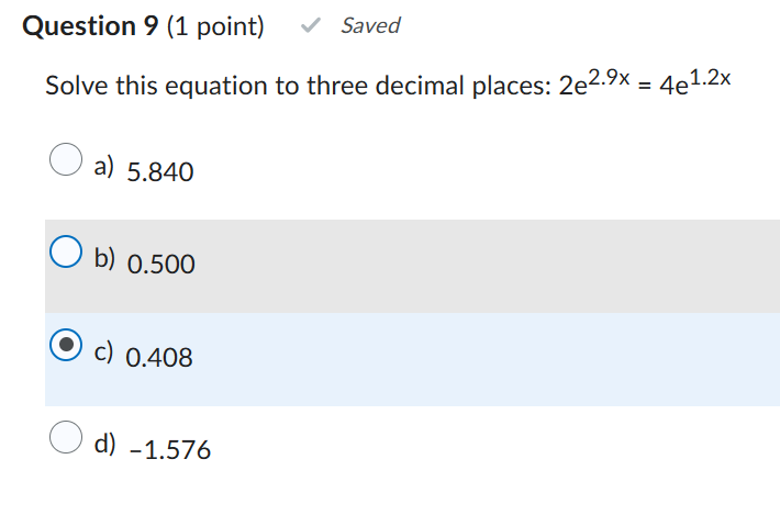 Solved Question 9 (1 ﻿point)Solve this equation to three | Chegg.com
