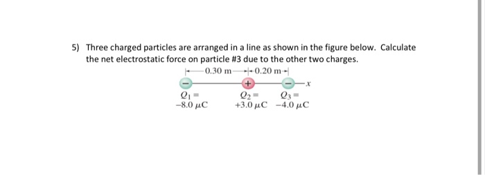 Solved 5) Three charged particles are arranged in a line as | Chegg.com