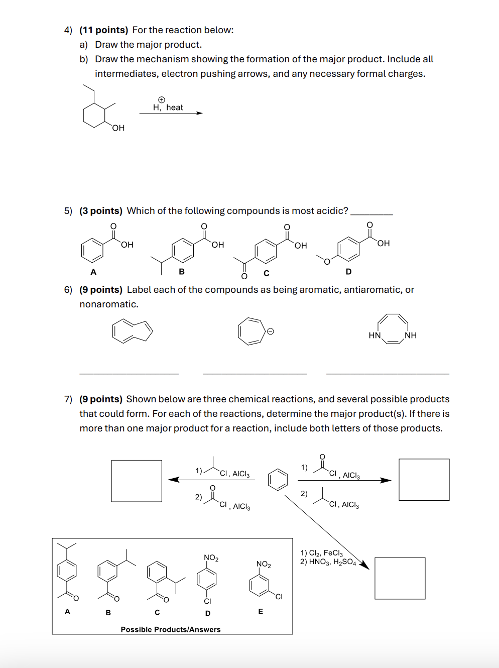 Solved 4) (11 ﻿points) ﻿For the reaction below: a) ﻿Draw the | Chegg.com
