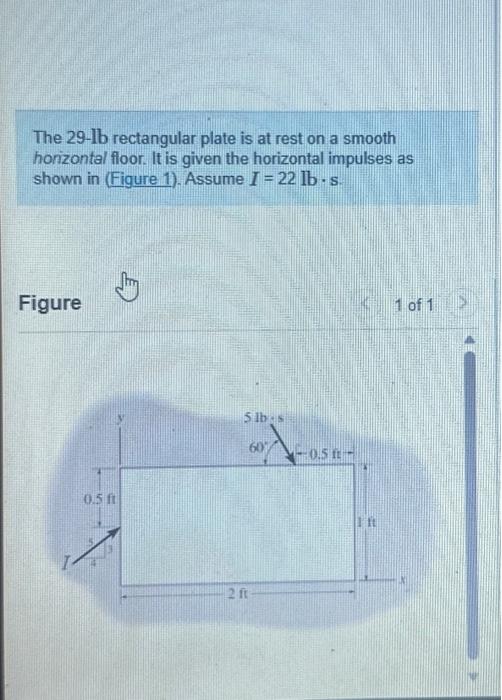 Solved The 29-lb rectangular plate is at rest on a smooth | Chegg.com