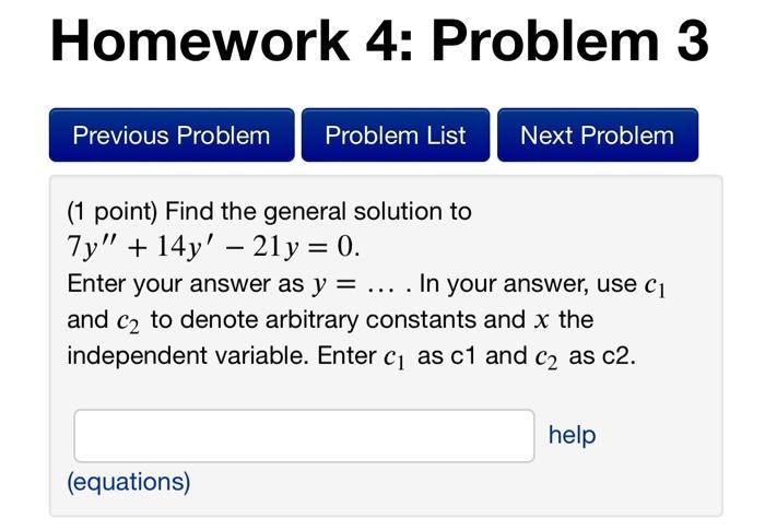 Solved Homework 4: Problem 3 Previous Problem Problem List | Chegg.com