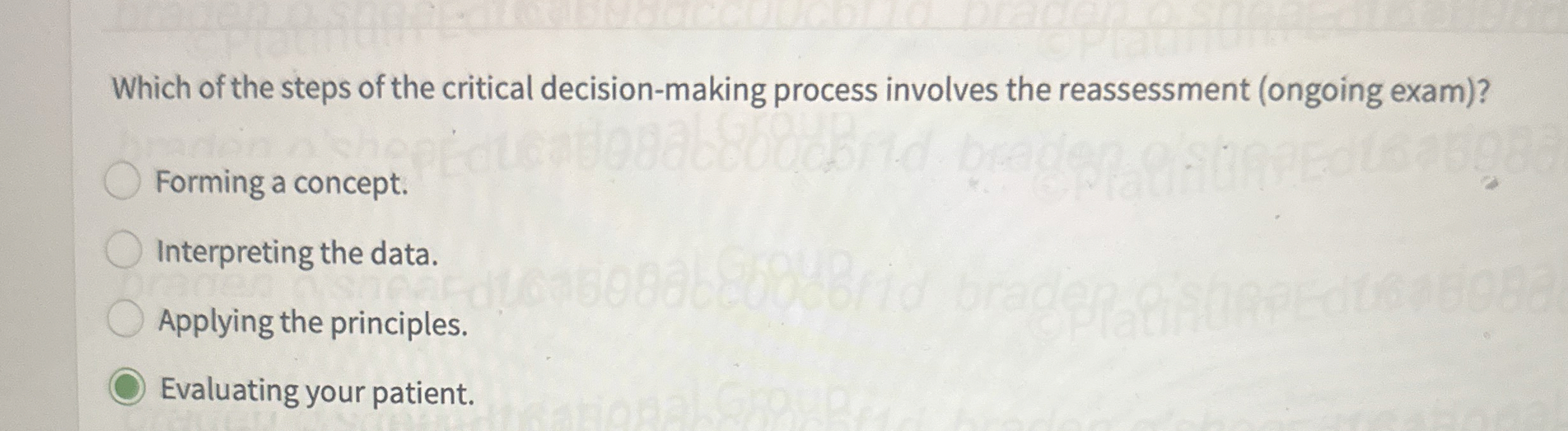 Solved Which of the steps of the critical decision-making | Chegg.com