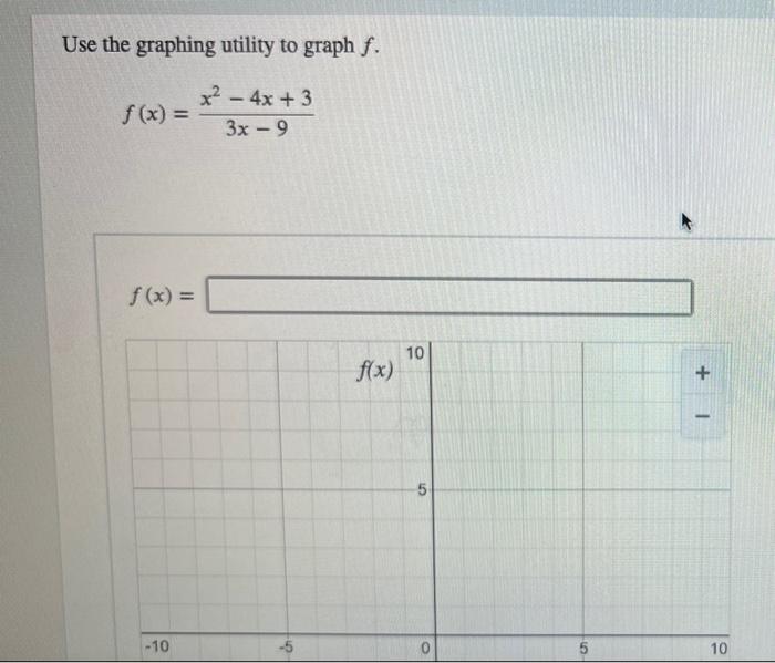 Solved Use the graphing utility to graph f. f(x)=3x−9x2−4x+3 | Chegg.com