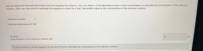 Solved Concentration and absorbance of standard solutions at | Chegg.com
