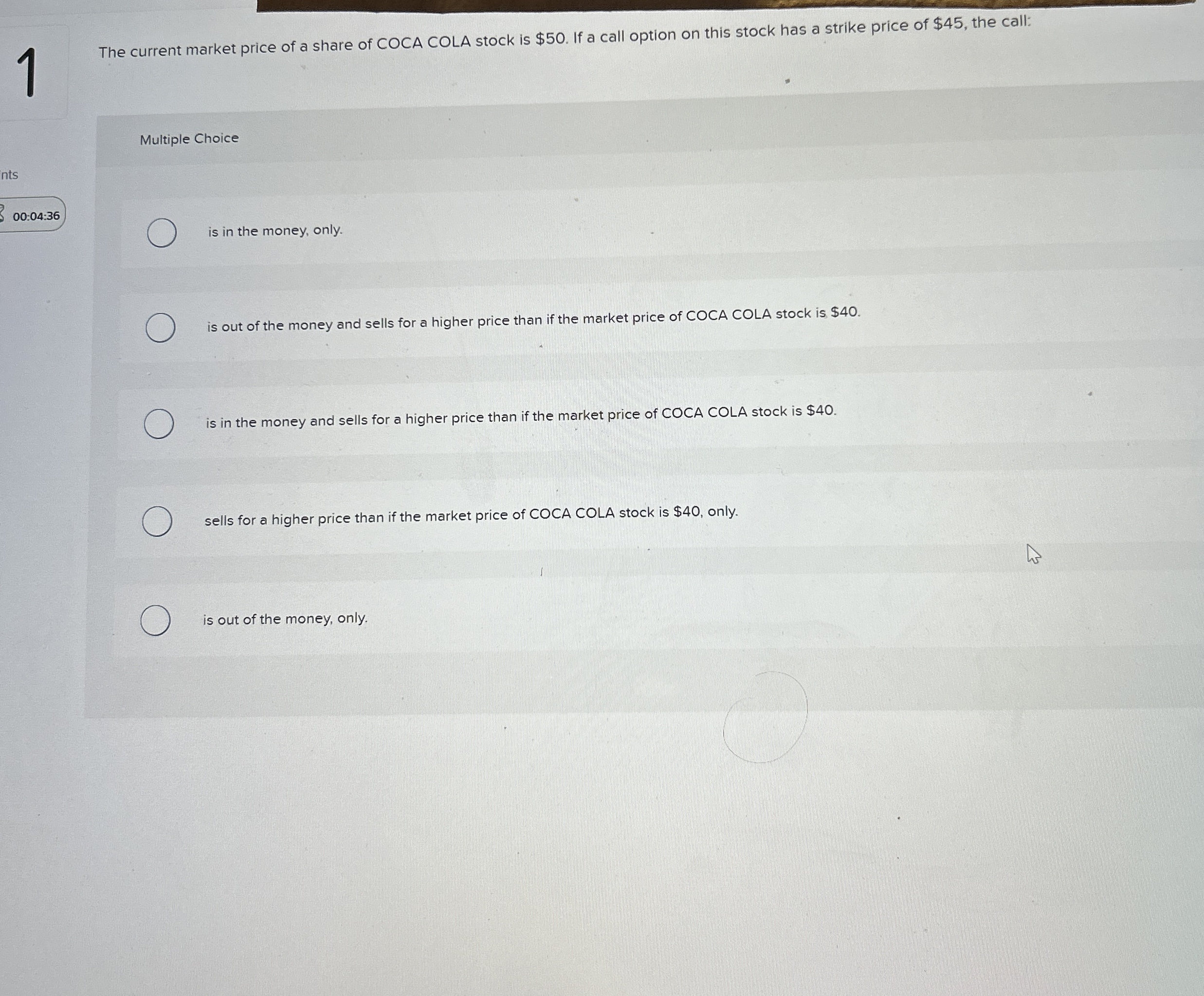 Solved 1.The current market price of a share of COCA COLA | Chegg.com