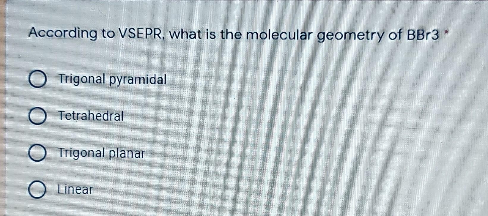 Solved According to VSEPR, what is the molecular geometry of | Chegg.com