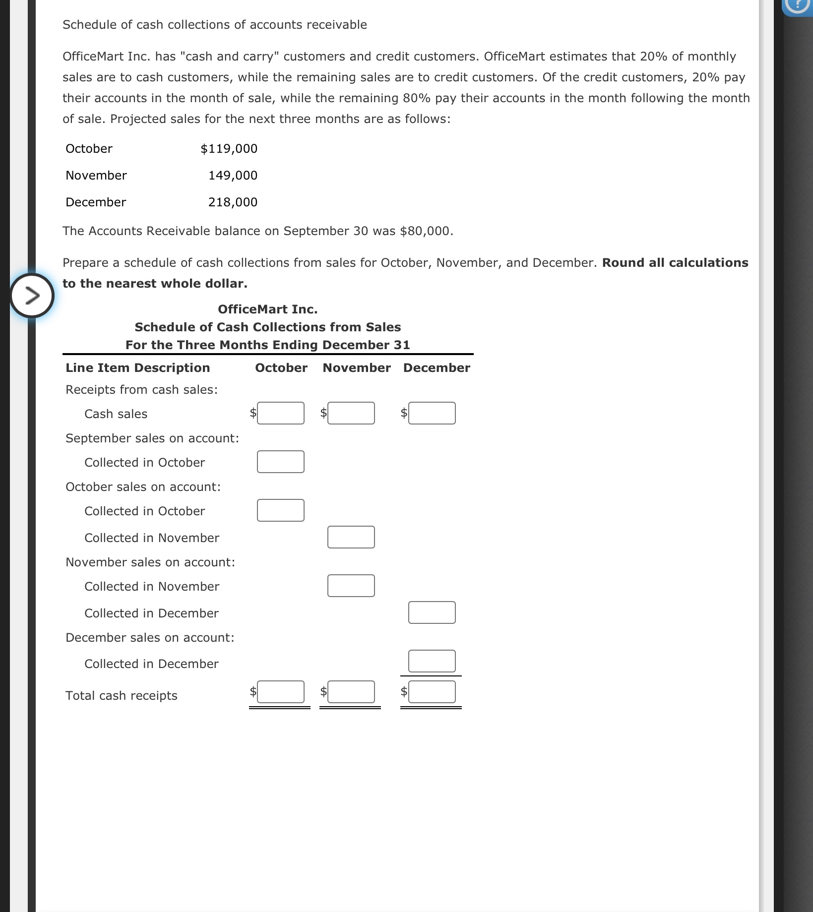 Solved Schedule of cash collections of accounts | Chegg.com