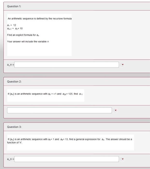 Solved An arithmetic sequence is defined by the recursive | Chegg.com