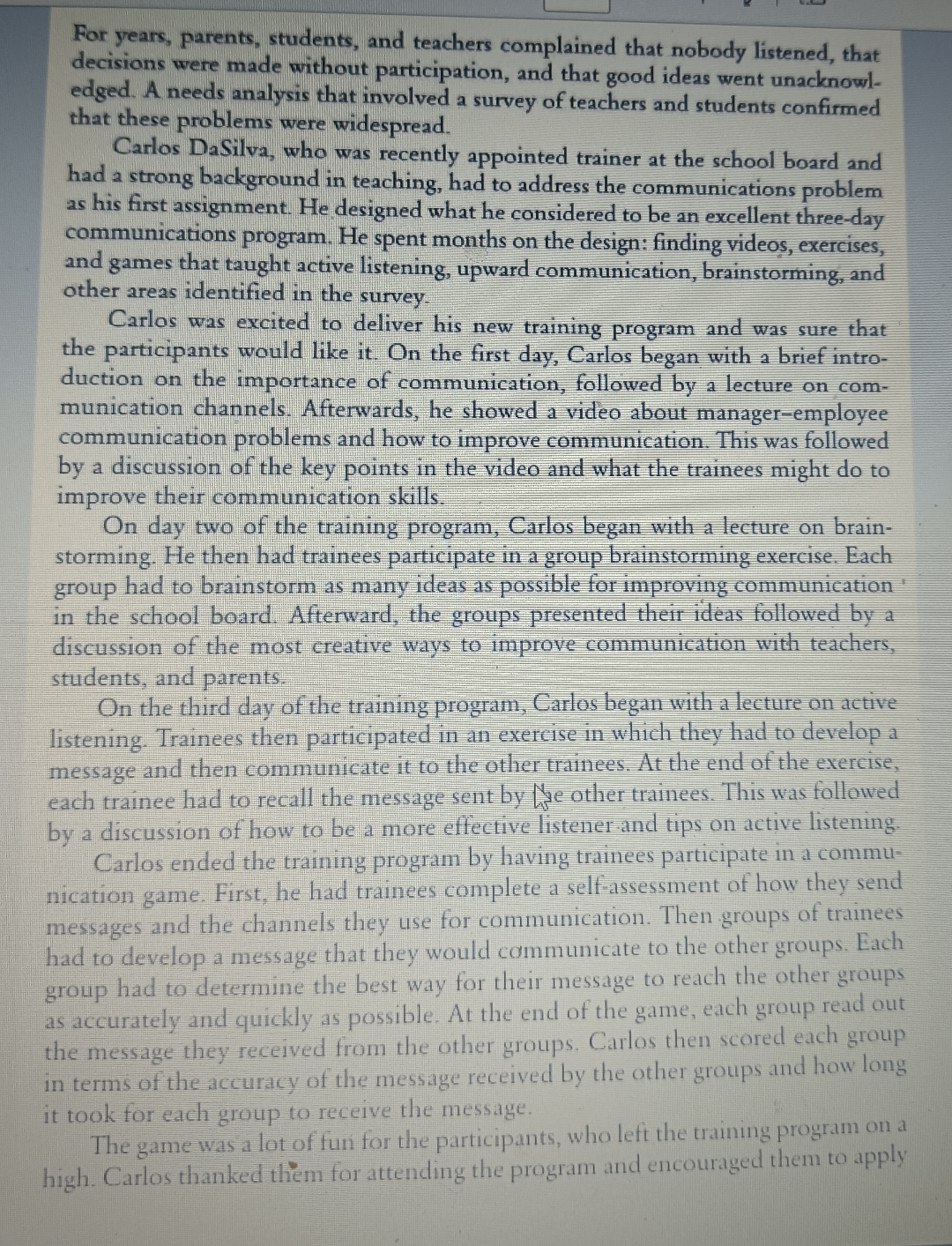 Solved what they learned in training when they returned to | Chegg.com