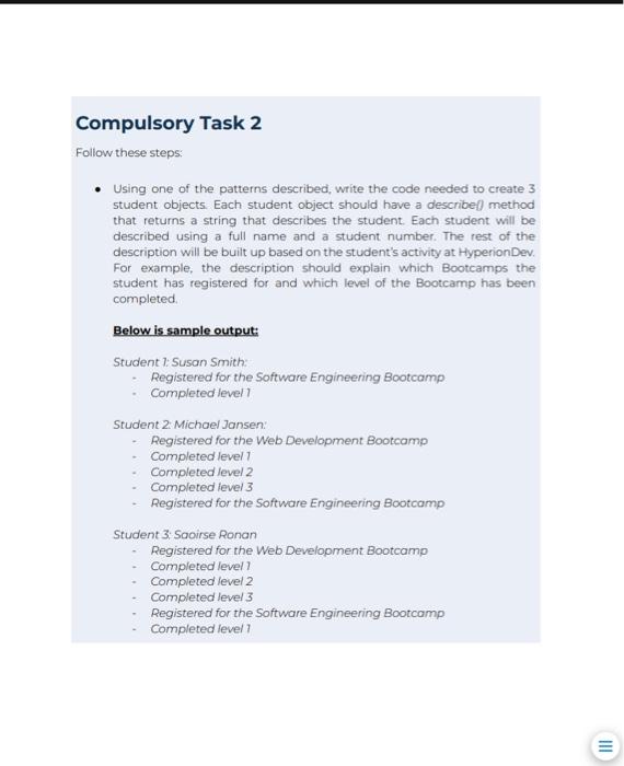 Solved - Using one of the patterns described, write the code | Chegg.com