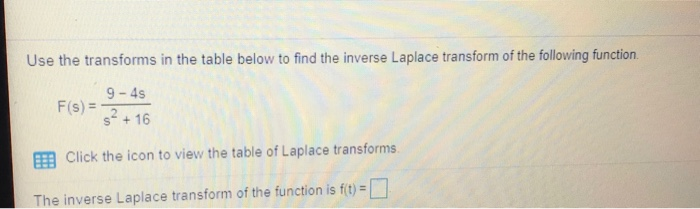Solved Use The Transforms In The Table Below To Find The