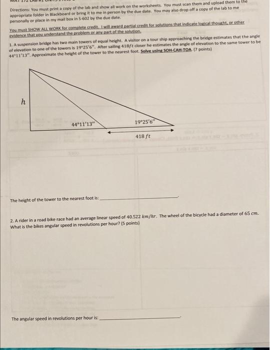 Solved Directions: You must print a copy of the lab and show | Chegg.com