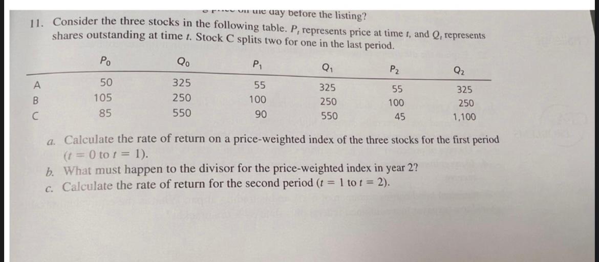 Solved Consider the three stocks in the following table. P, | Chegg.com