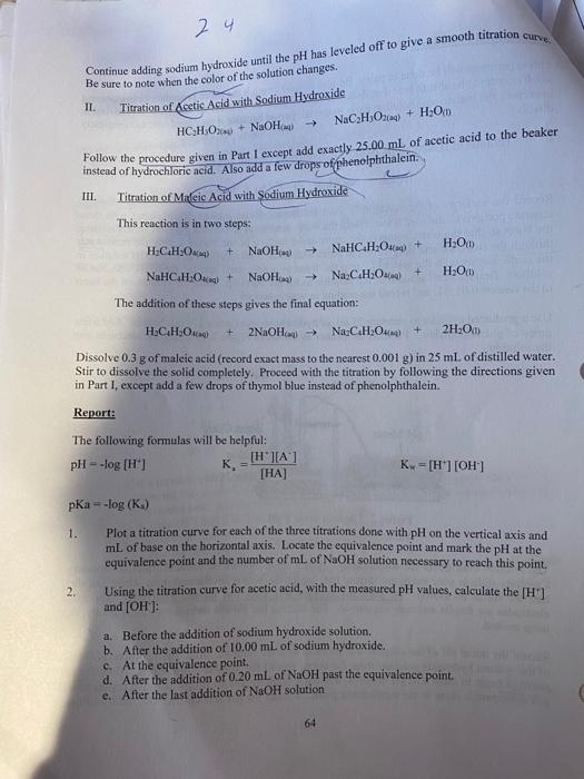 Solved TITRATIONS USING A pH METER This investigation | Chegg.com