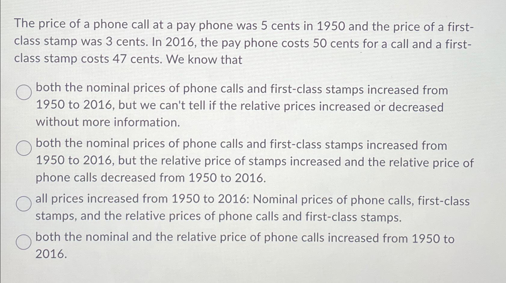 Solved The price of a phone call at a pay phone was 5 ﻿cents | Chegg.com