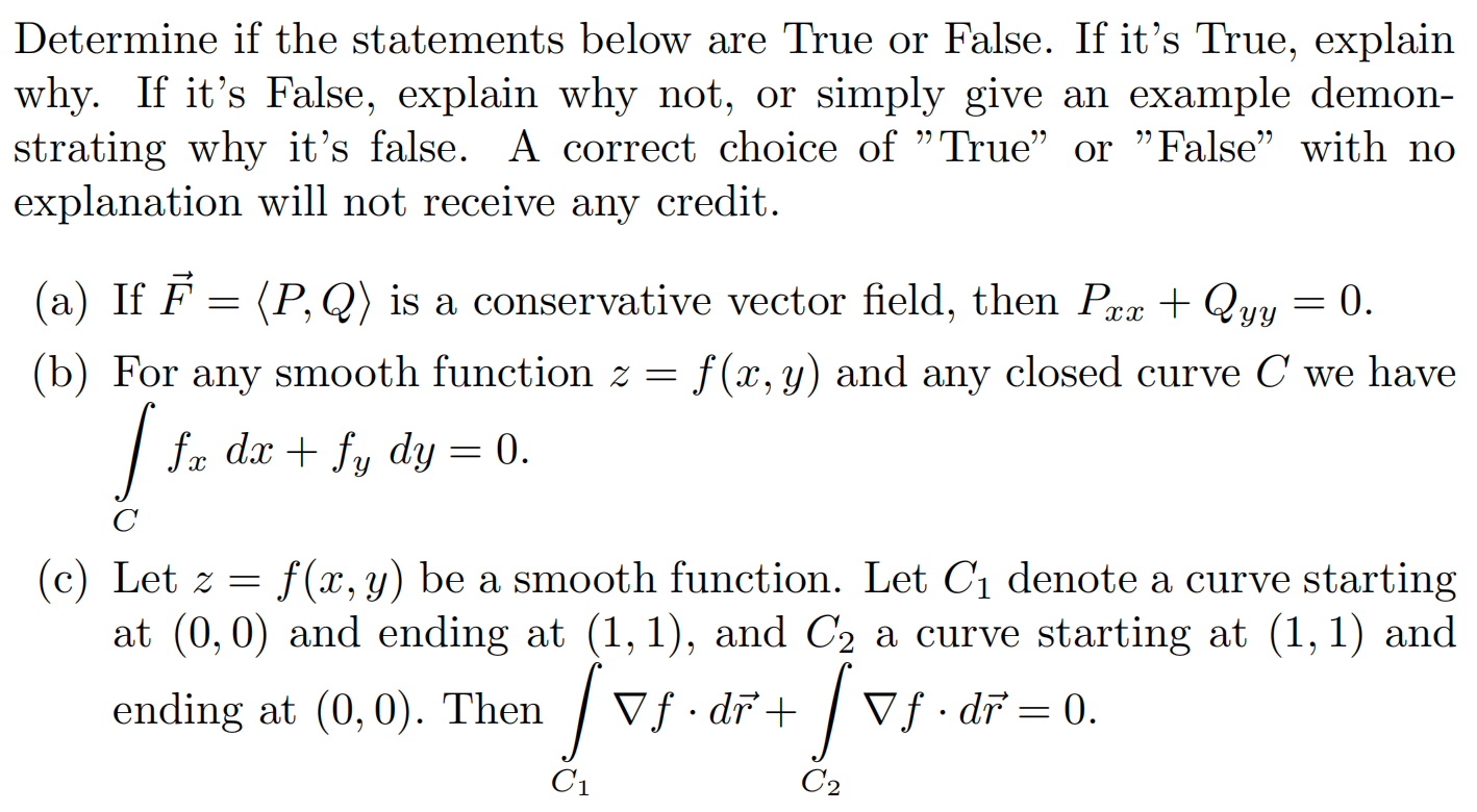 Solved Determine if the statements below are True or False. | Chegg.com