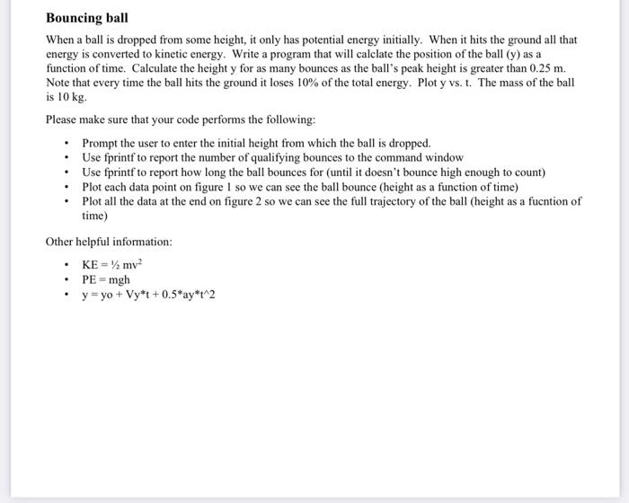 Solved Bouncing ball When a ball is dropped from some | Chegg.com