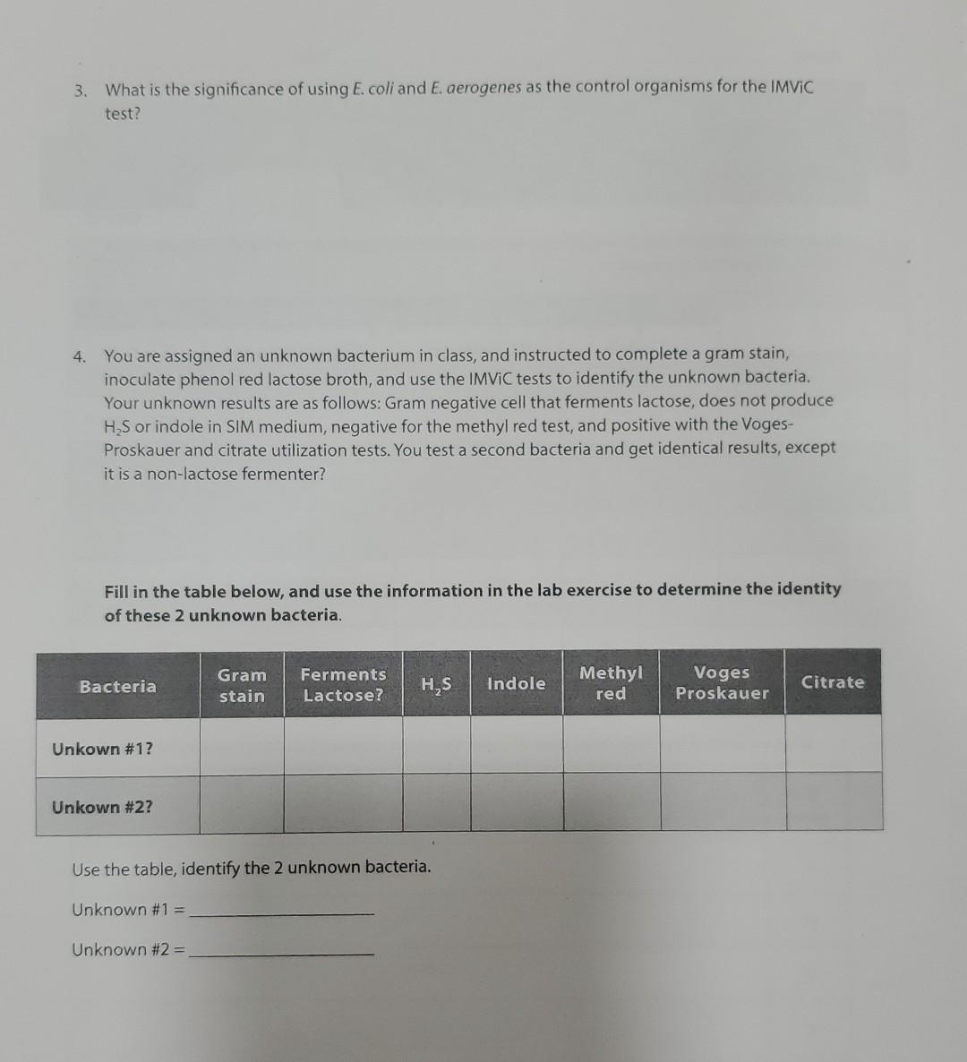Solved 3. What is the significance of using E. coli and E. | Chegg.com