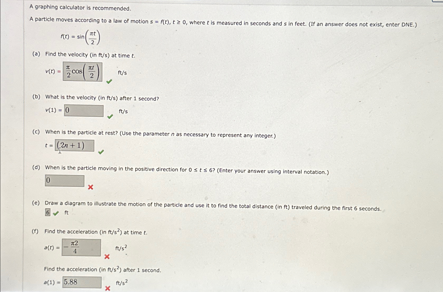 Solved A graphing calculator is recommended.A particle moves | Chegg.com
