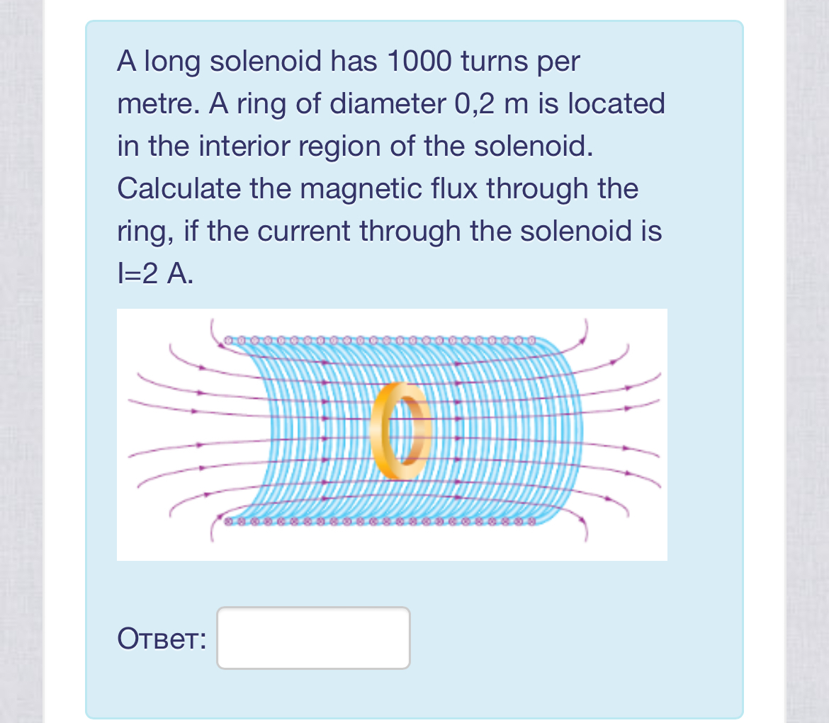 Solved A long solenoid has 1000 ﻿turns per metre. A ring of | Chegg.com