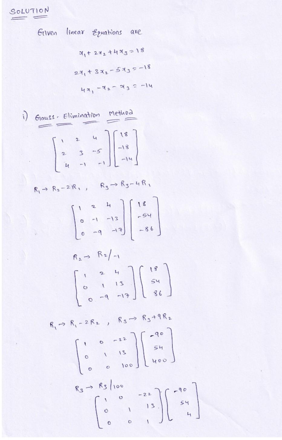 Solved 16. Solve the following system of linear equations | Chegg.com