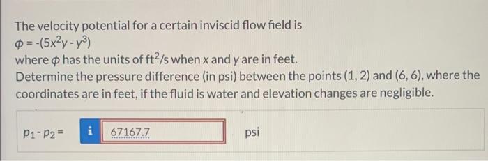 Solved The velocity potential for a certain inviscid flow | Chegg.com